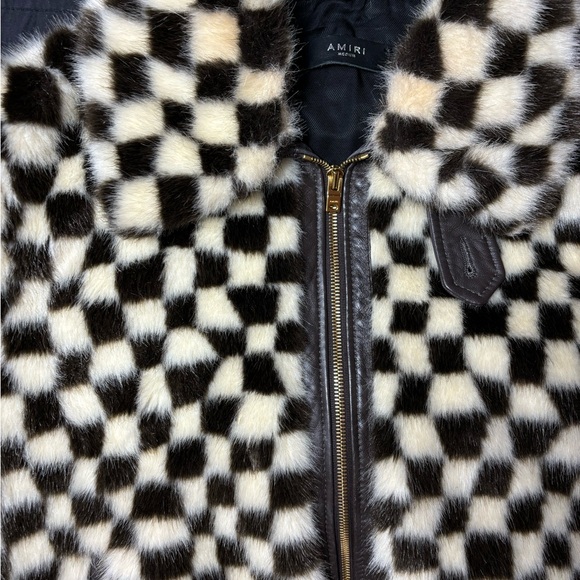 AMIRI | Jackets & Coats | Amiri Black And White Checkered Fur Jacket ...